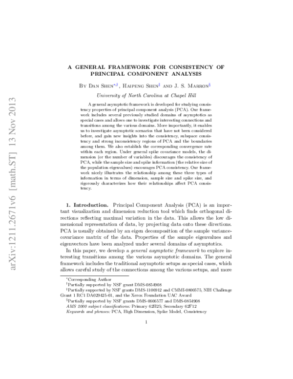 (PDF) A General Framework for Consistency of Principal Component Analysis