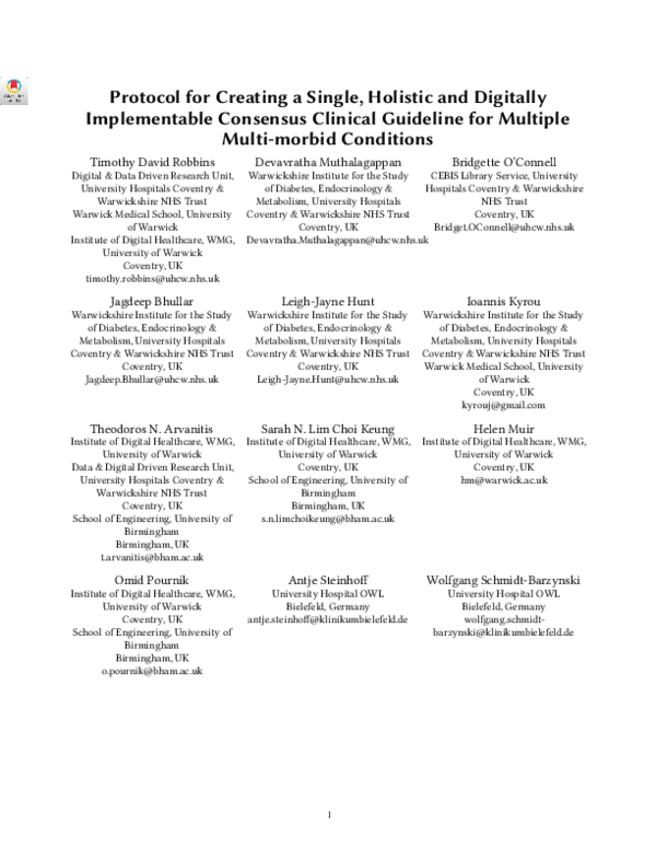 (PDF) Protocol for Creating a Single, Holistic and Digitally ...