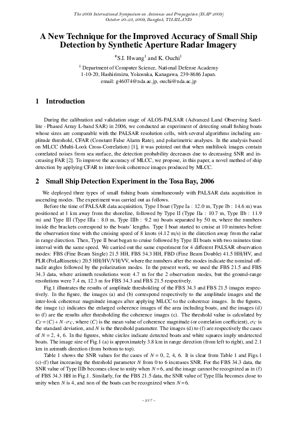 Pdf A New Technique For The Improved Accuracy Of Small Ship Detection By Synthetic Aperture