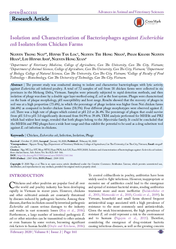 Pdf Isolation And Characterization Of Bacteriophages Against Escherichia Coli Isolates From