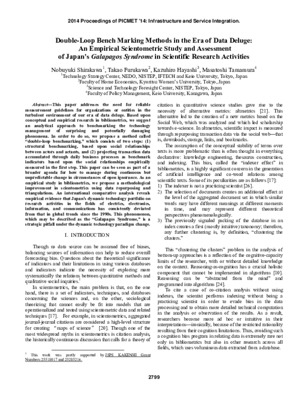 (PDF) Double-loop bench marking methods in the era of data deluge: An empirical scientometric ...