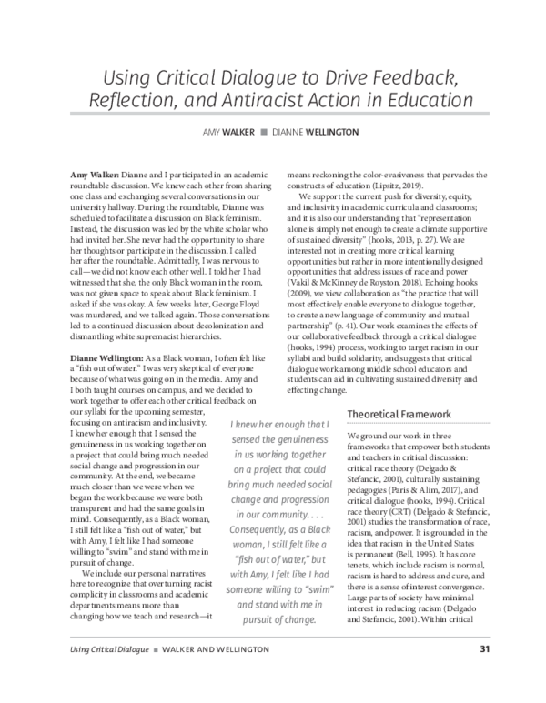 (PDF) Insights: Using Critical Dialogue to Drive Feedback, Reflection ...