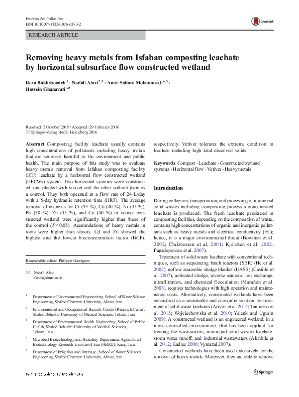 (PDF) Removing heavy metals from Isfahan composting leachate by ...