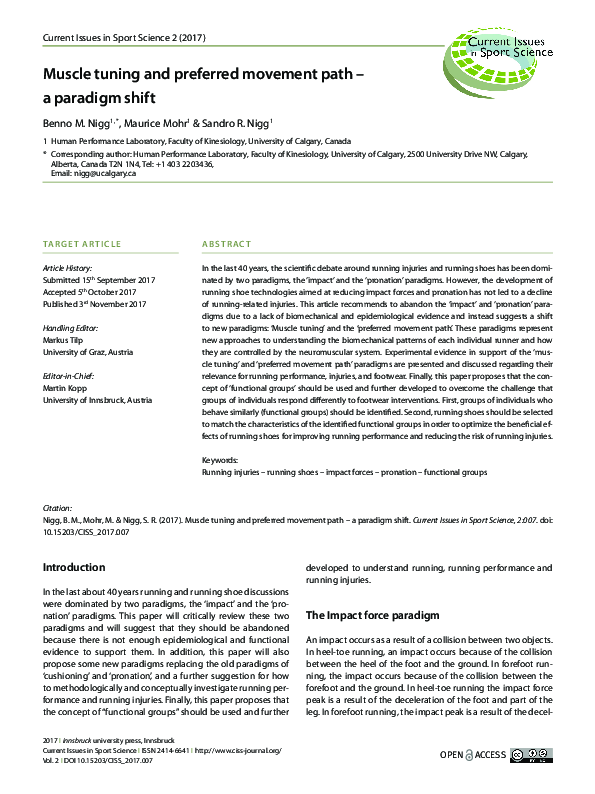 (PDF) Muscle tuning and preferred movement path – a paradigm shift