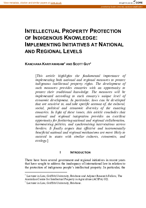 (PDF) Intellectual Property Protection of Indigenous Knowledge ...