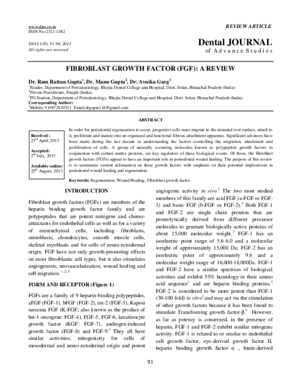 (PDF) Fibroblast Growth Factor (FGF): A Review