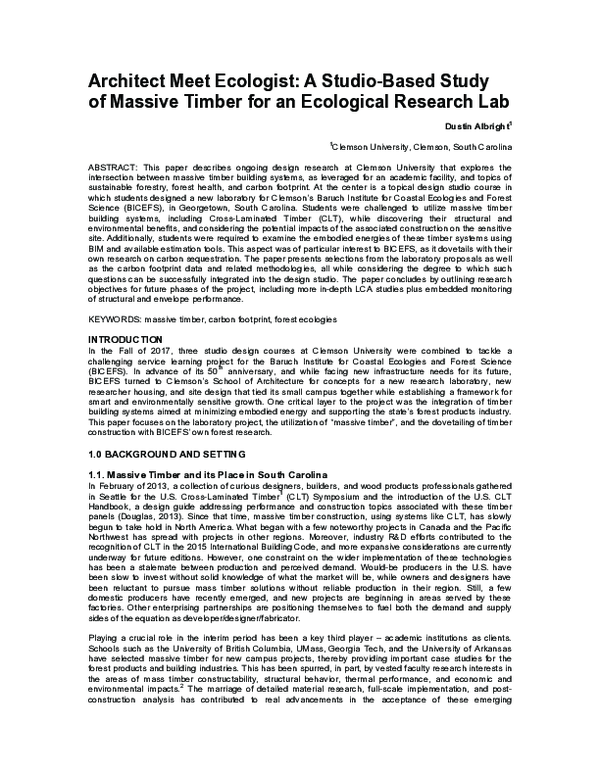(PDF) Architect Meet Ecologist : A Studio-Based Study of Massive Timber ...