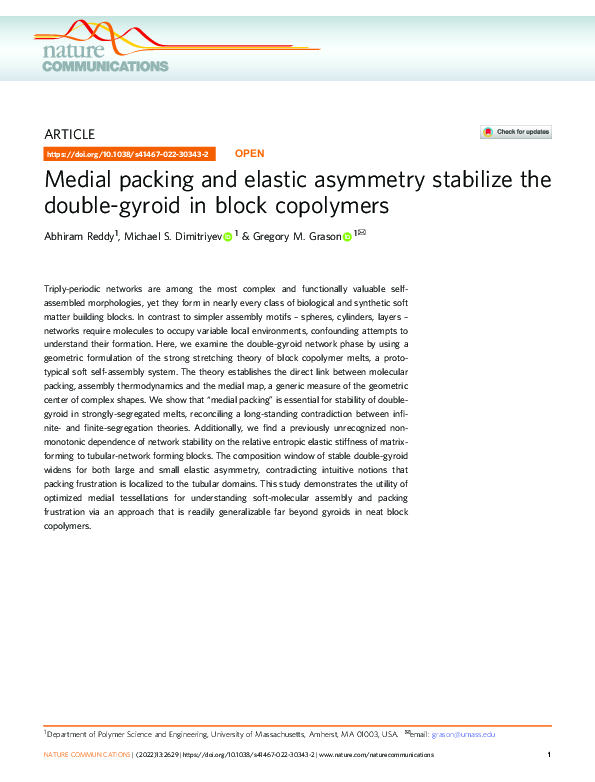 (PDF) Medial packing and elastic asymmetry stabilize the double-gyroid ...