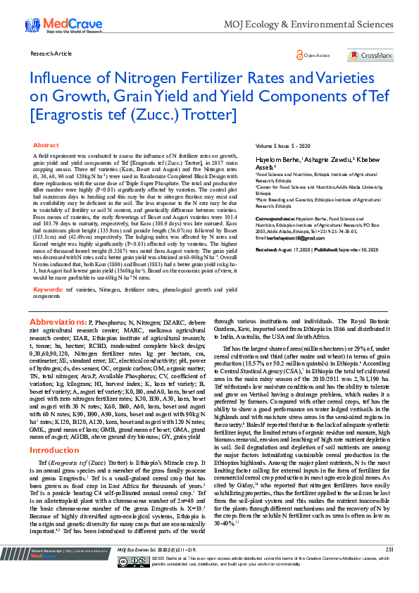 (PDF) Influence of Nitrogen Fertilizer Rates and Varieties on Growth ...
