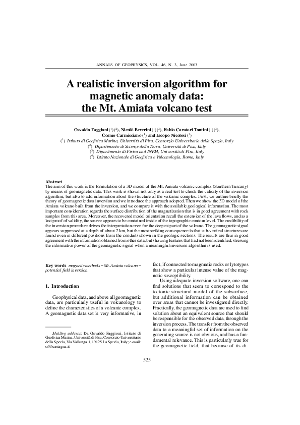 (PDF) the Mt. Amiata volcano test