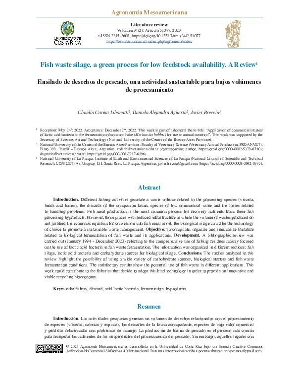 (PDF) Fish waste silage, a green process for low feedstock availability ...