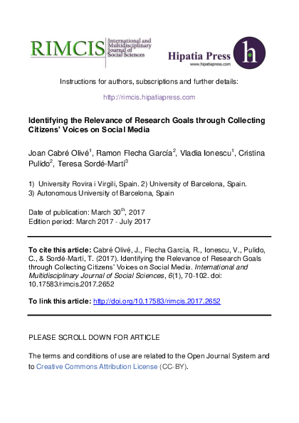 (PDF) Identifying the Relevance of Research Goals through Collecting ...