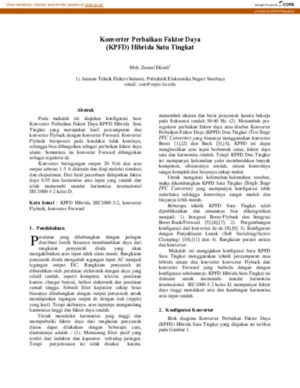(PDF) Konverter Perbaikan Faktor Daya (KPFD) Hibrida Satu Tingkat | Moh Efendi - Academia.edu