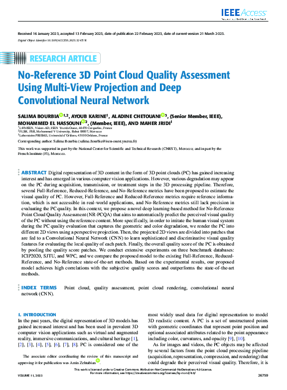 (PDF) No-Reference 3D Point Cloud Quality Assessment Using Multi-View Projection and Deep ...