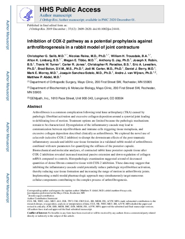 (PDF) Inhibition of COX‐2 Pathway as a Potential Prophylaxis Against ...