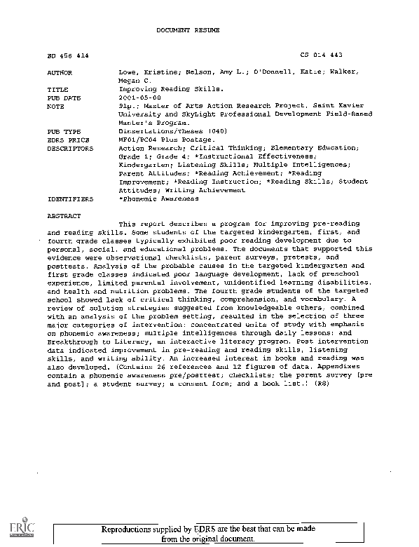 (PDF) Improving Reading Skills (PDF) Improving Reading Skills