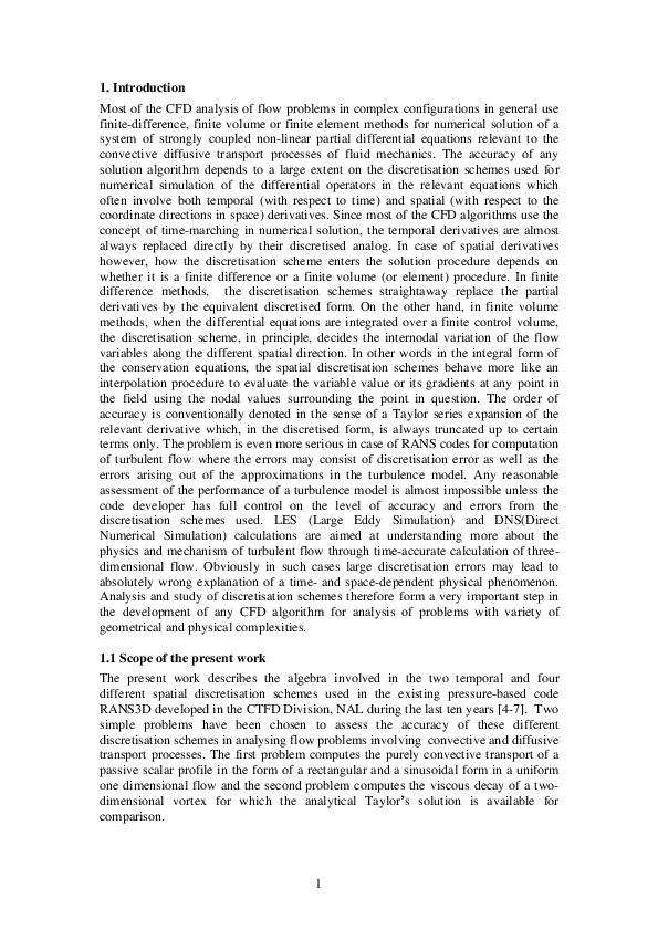 (PDF) Studies on the Temporal and Spatial Discretisation Schemes Used in a Pressure Based RANS ...