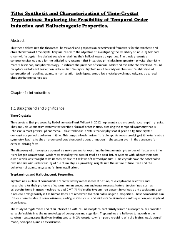 (PDF) Title: Synthesis and Characterization of Time-Crystal Tryptamines ...