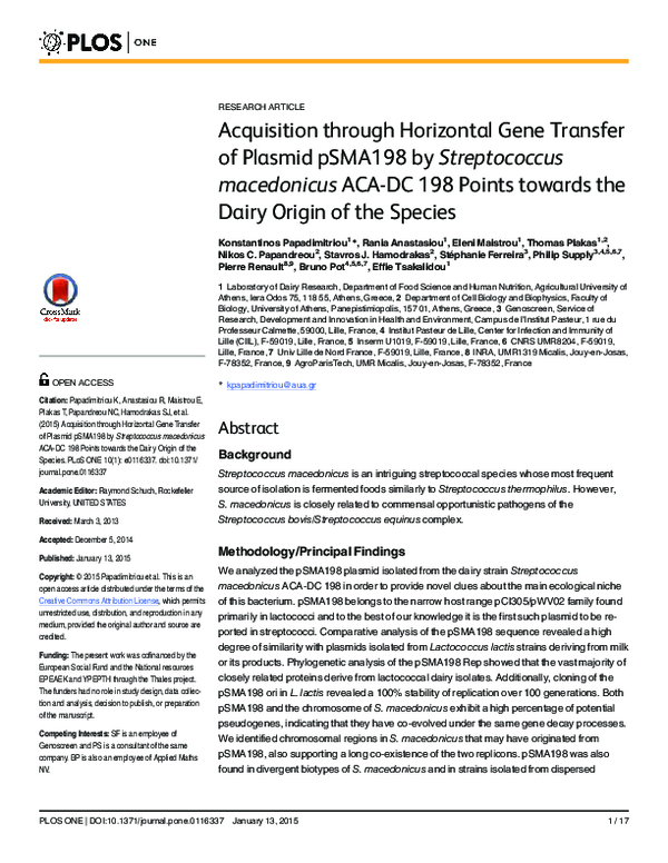 (PDF) RESEARCH ARTICLE Acquisition through Horizontal Gene Transfer of ...