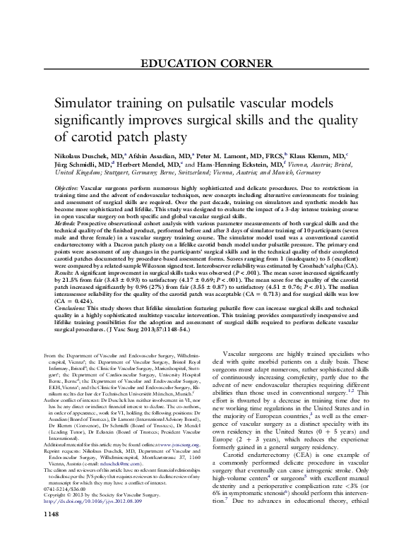 (PDF) Simulator training on pulsatile vascular models significantly ...