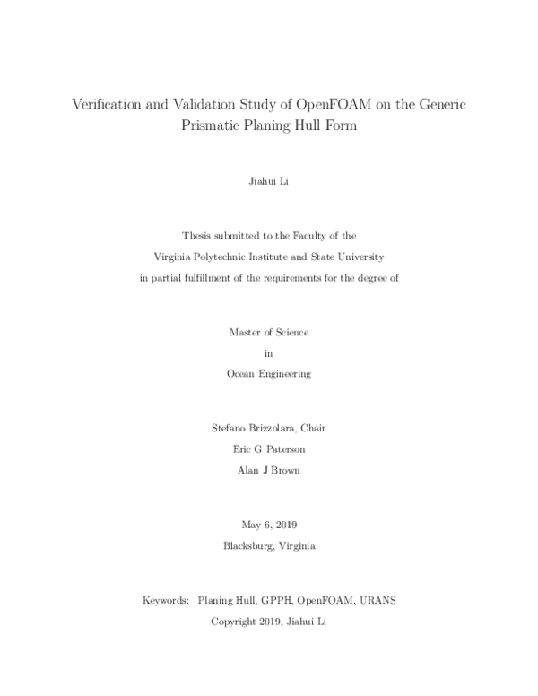 (PDF) Verification and Validation Study of OpenFOAM on the Generic Prismatic Planing Hull Form