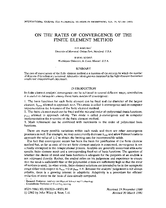(PDF) On the rates of convergence of the finite element method