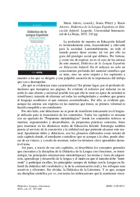(PDF) María Aboal (coord.), Sonia Pérez y Rocío Arana. "Didáctica de la ...