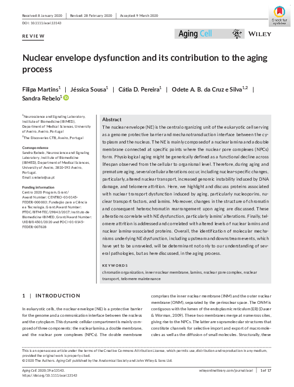 (PDF) Nuclear envelope dysfunction and its contribution to the aging process