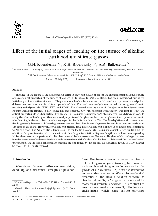 (PDF) Effect of the initial stages of leaching on the surface of ...