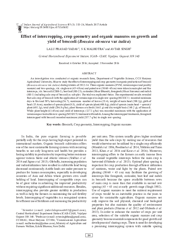 (PDF) Effect of intercropping, crop geometry and organic manures on ...