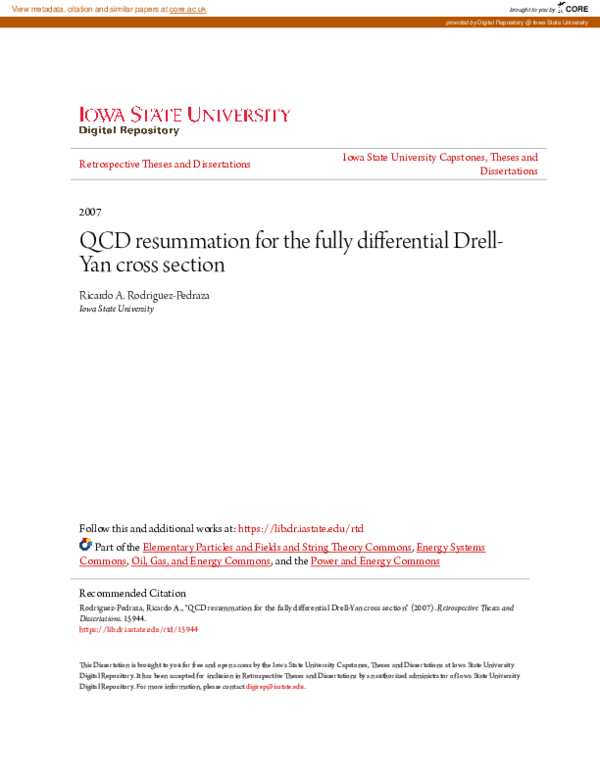 (PDF) QCD resummation for the fully differential Drell-Yan cross section