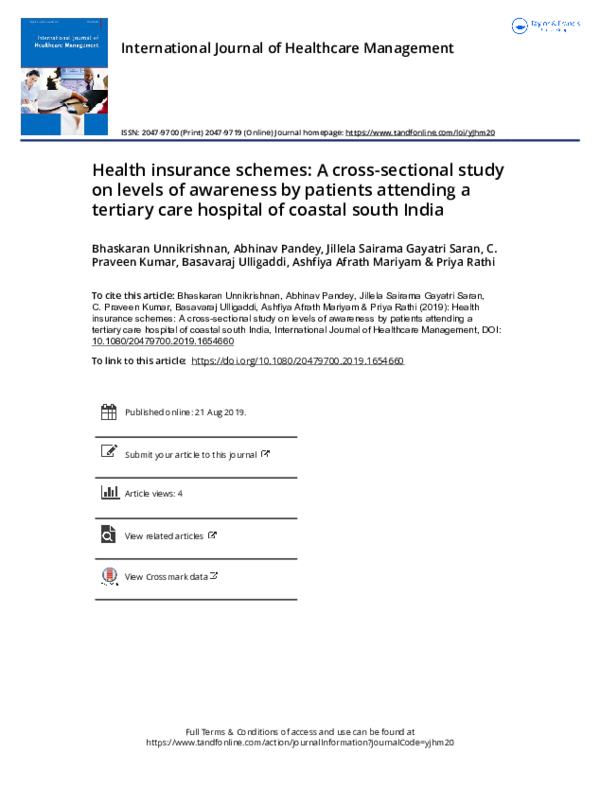 (PDF) Health insurance schemes: A cross-sectional study on levels of ...