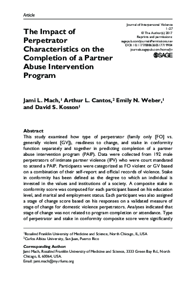 (PDF) The Impact of Perpetrator Characteristics on the Completion of a ...