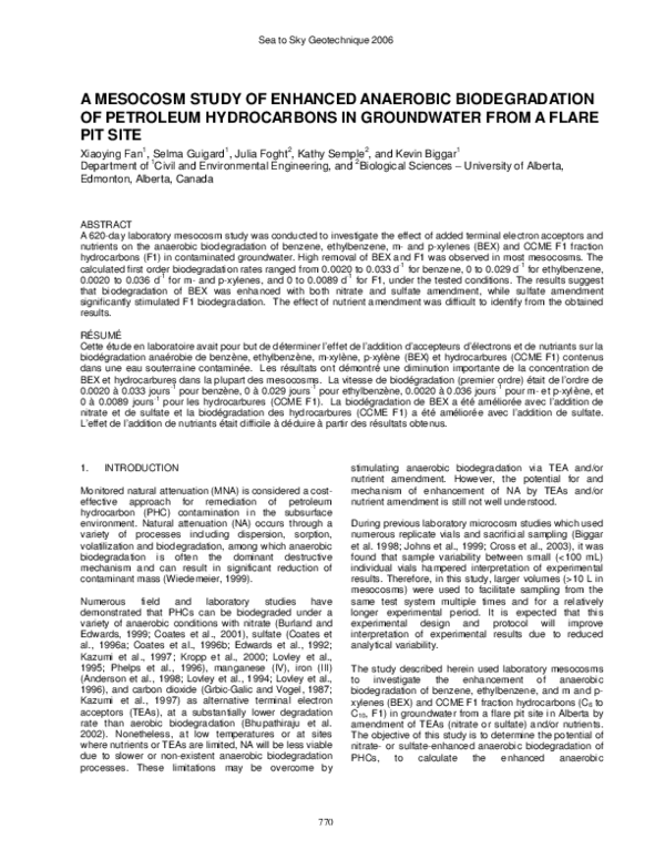 (PDF) A Mesocosm Study of Enhanced Anaerobic Biodegradation of ...
