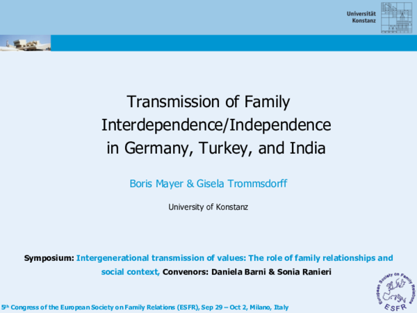 (PDF) Transmission of family interdependence/independence in Germany ...