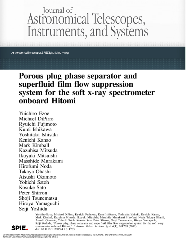 (PDF) Porous plug phase separator and superfluid film flow suppression ...