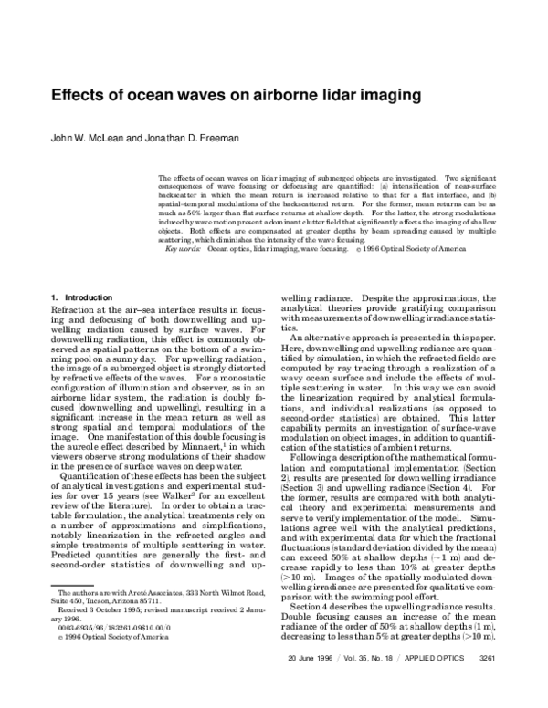 (PDF) Effects of ocean waves on airborne lidar imaging
