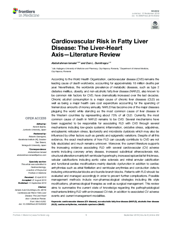 (PDF) Cardiovascular Risk in Fatty Liver Disease: The Liver-Heart Axis ...