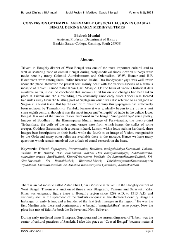 (PDF) CONVERSION OF TEMPLE: AN EXAMPLE OF SOCIAL FUSION IN COASTAL ...