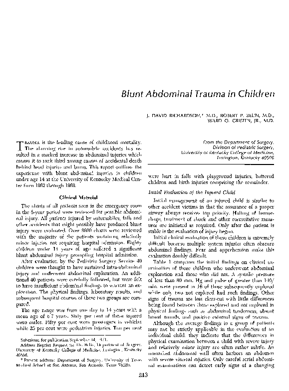 (PDF) Blunt Abdominal Trauma in Children