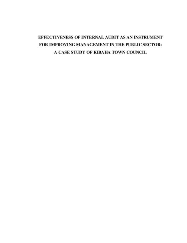 (PDF) Effectiveness of internal audit as an instrument for Improving management in the public ...