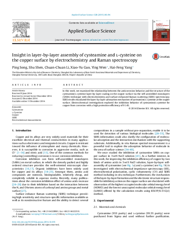 (PDF) Insight in layer-by-layer assembly of cysteamine and l-cysteine ...