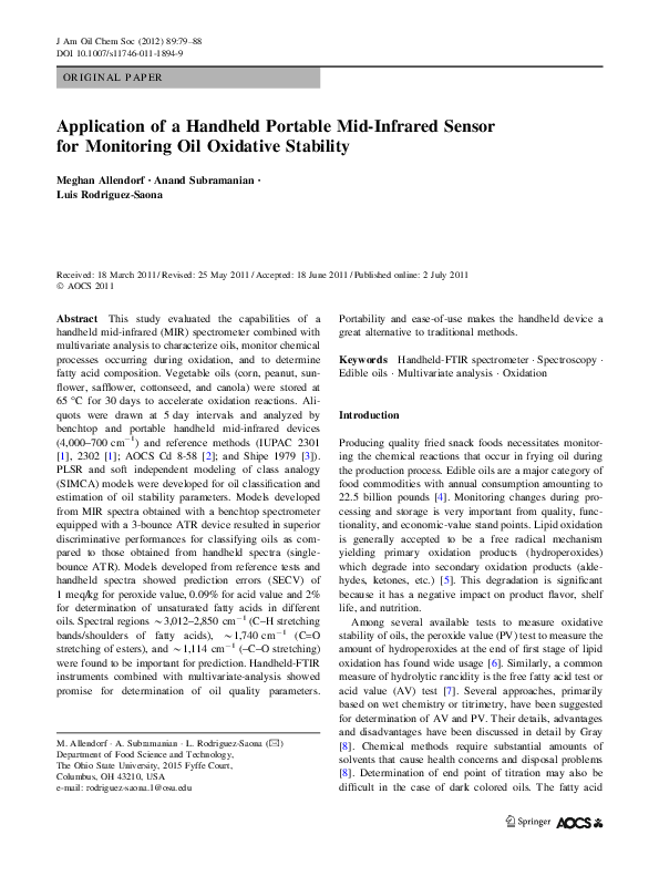 (PDF) Application of a Handheld Portable Mid-Infrared Sensor for ...