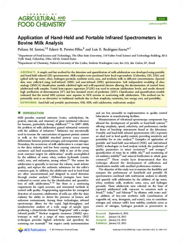 (PDF) Application of Hand-Held and Portable Infrared Spectrometers in ...