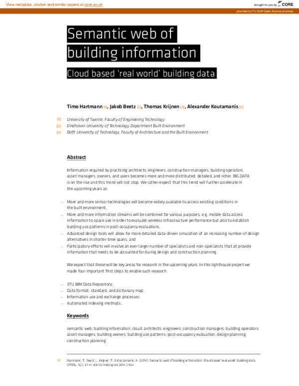 (PDF) Semantic web of building information: Cloud based ‘real world’ building data