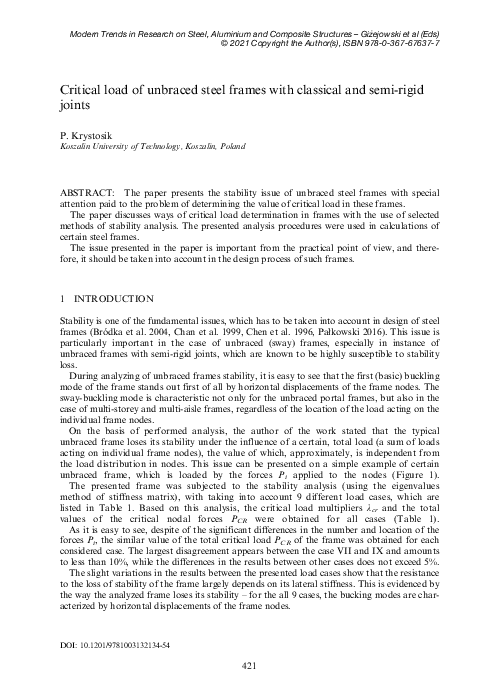 (PDF) Critical load of unbraced steel frames with classical and semi ...