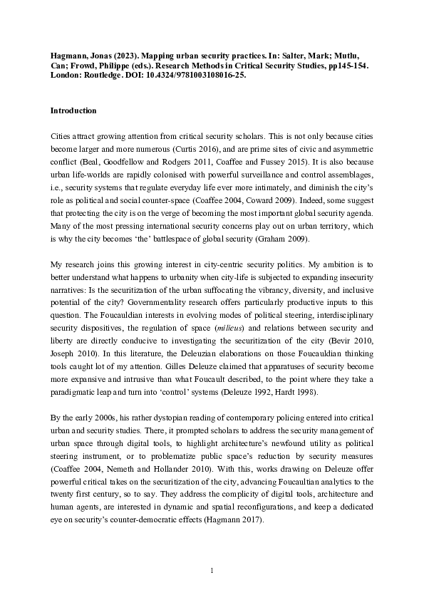 (PDF) Mapping urban security practices (Research Methods in Critical ...