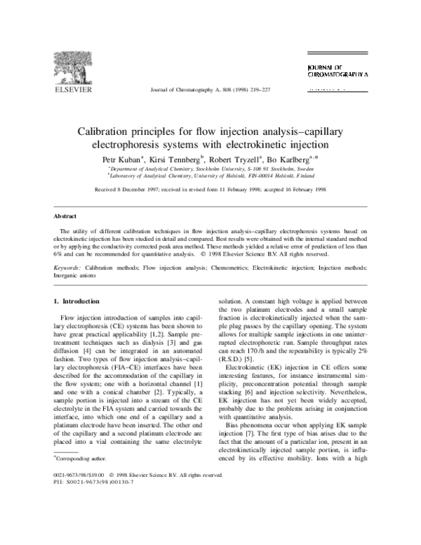 (PDF) Calibration principles for flow injection analysis–capillary electrophoresis systems with ...
