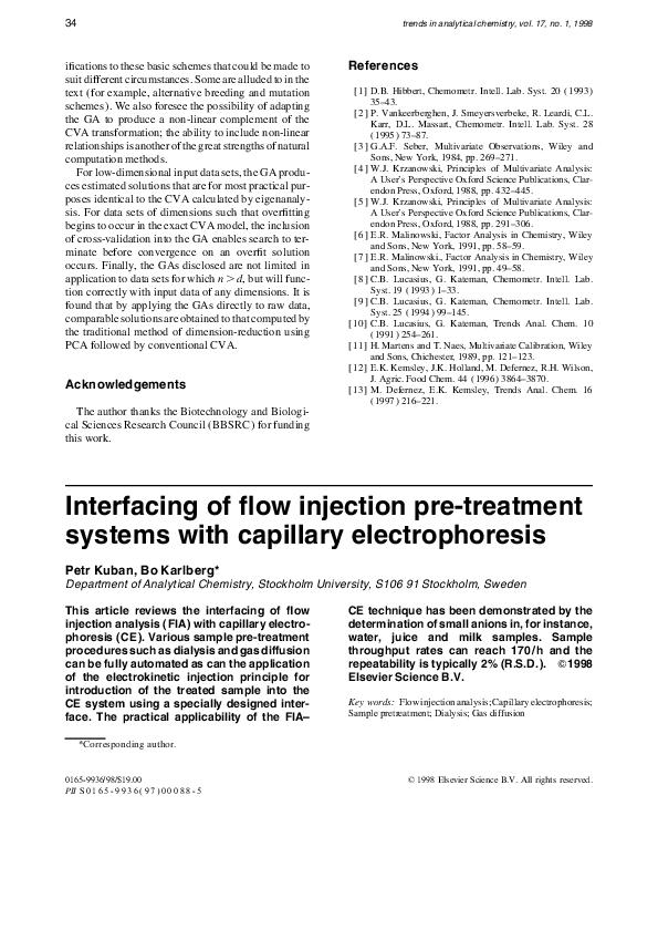 (PDF) Interfacing of flow injection pre-treatment systems with ...