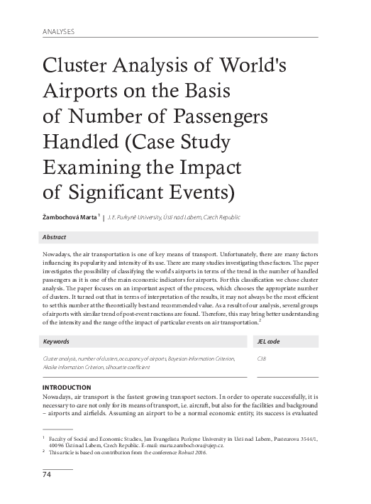 (PDF) Cluster Analysis of World's Airports on the Basis of Number of ...